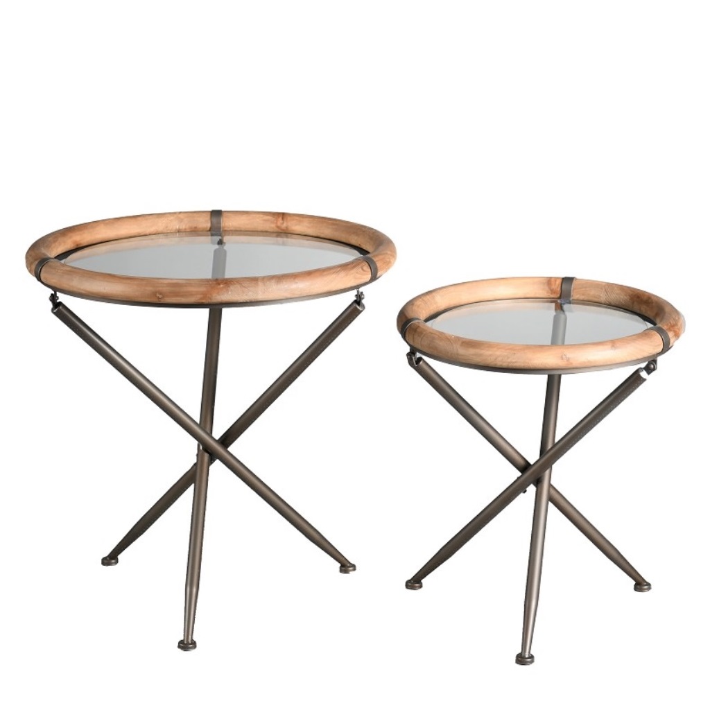 ΤΡΑΠΕΖΑΚΙ SET/2 ΣΤΡΟΓΓ. ΓΥΑΛ. TEMPERED ΜΕ ΞΥΛ. ΠΕΡΙΜΕΤΡΟ ΚΑΙ ΜΕΤΑΛΛΙΚΗ ...