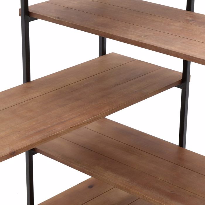 INART ΡΑΦΙΕΡΑ ΓΩΝΙΑΚΗ ΜΕΤΑΛΛΙΚΗ ΞΥΛΙΝΗ NATURAL 115X115X130 3-50-078-0006