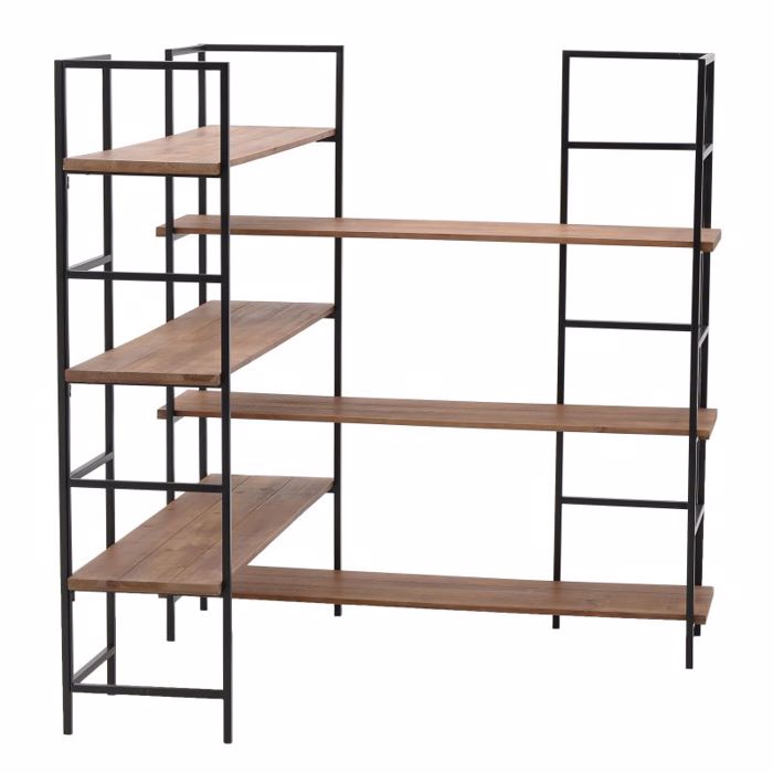 INART ΡΑΦΙΕΡΑ ΓΩΝΙΑΚΗ ΜΕΤΑΛΛΙΚΗ ΞΥΛΙΝΗ NATURAL 115X115X130 3-50-078-0006