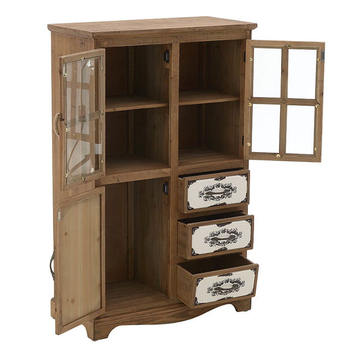 INART ΒΙΤΡΙΝΑ ΞΥΛΙΝΗ ΑΝΤΙΚΕ NATURAL ΛΕΥΚΗ 68Χ31,5Χ107 3-50-102-00140