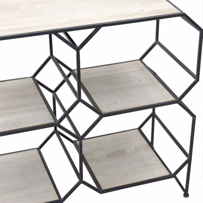 INART ΡΑΦΙΕΡΑ ΞΥΛΙΝΗ ΜΕΤΑΛΛΙΚΗ NATURAL ΜΑΥΡΗ 86,5X35,5X77 3-50-614-0007