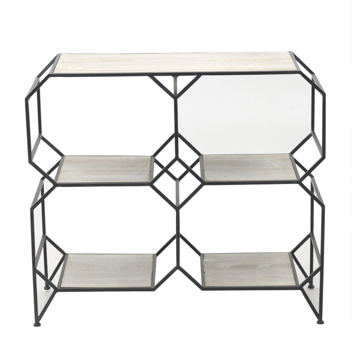 INART ΡΑΦΙΕΡΑ ΞΥΛΙΝΗ ΜΕΤΑΛΛΙΚΗ NATURAL ΜΑΥΡΗ 86,5X35,5X77 3-50-614-0007