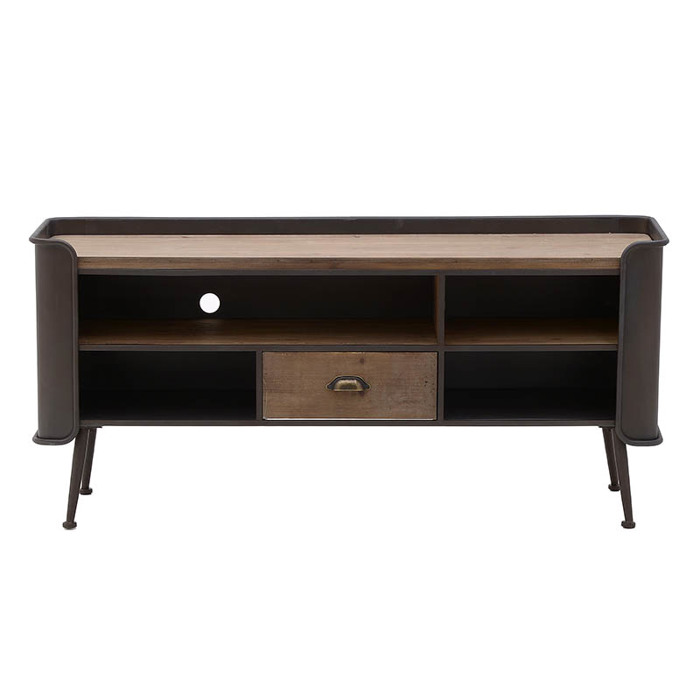 INART ΕΠΙΠΛΟ TV ΜΕΤΑΛΛΙΚΟ ΞΥΛΙΝΟ NATURAL ΜΑΥΡΟ 140Χ38Χ63 3-50-838-0013