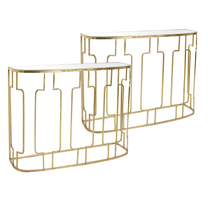 S/2 ΚΟΝΣΟΛΑ ΜΕΤΑΛΛΙΚΗ ΓΥΑΛΙΝΗ ΧΡΥΣΟ 108X30X79 3-50-954-0044