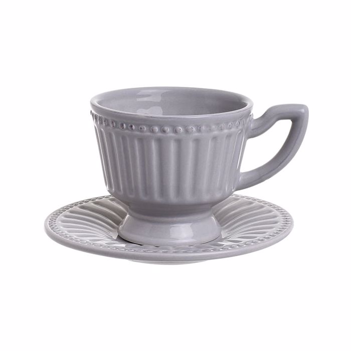 INART ΣΕΤ ΤΩΝ 4 ΚΟΥΠΑ ΤΣΑΓΙΟΥ STONEWARE ΜΕ ΠΙΑΤΑΚΙ ΓΚΡΙ 15,5Χ15,5Χ9,5 3 ...
