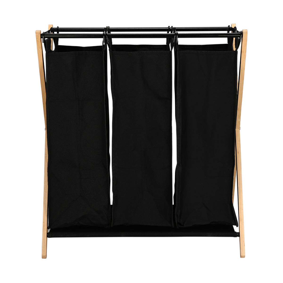 Estia Καλάθι Απλύτων BAMBOO ESSENTIALS Μαύρο 3 Θέσεων 102lt 68x40x76cm ...