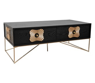 Zen Collection ΕΠΙΠΛΟ ΤΡΑΠΕΖΙ ΣΑΛΟΝΙΟΥ MDF ΜΑΥΡΟ ΧΡΥΣΟ 120Χ60Χ45ΕΚ 51293